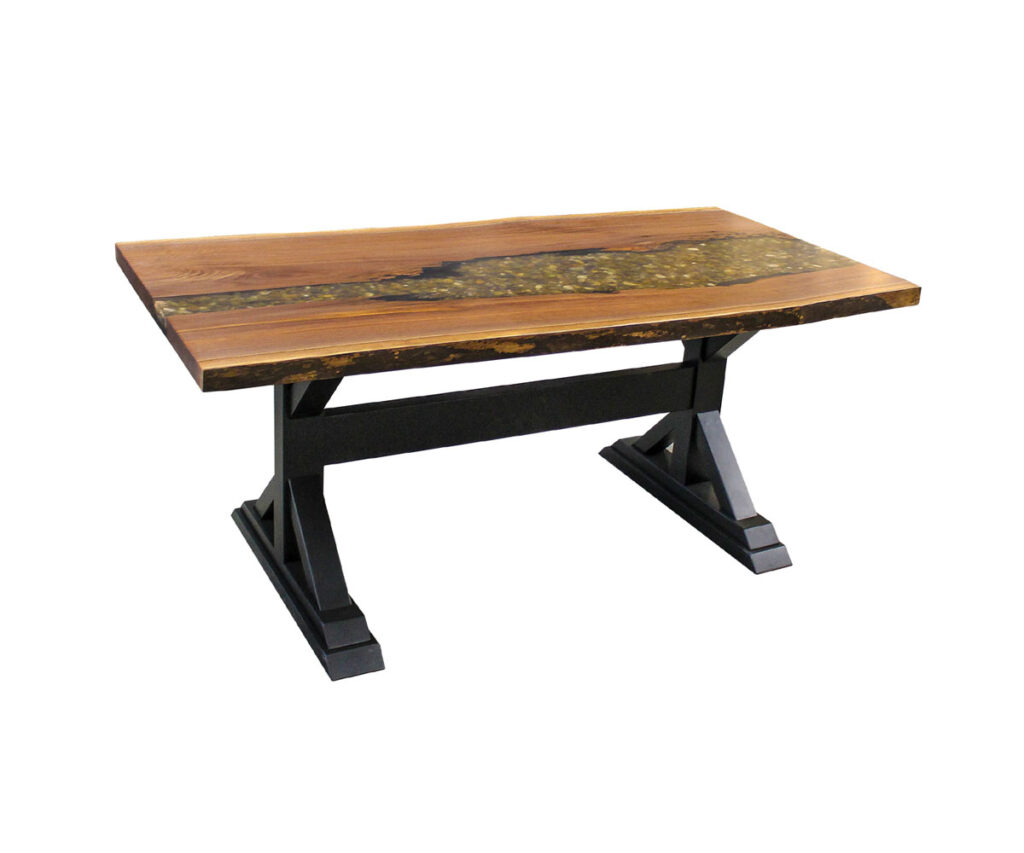 Walnut River Table with River Stones - Shore Casual Furniture