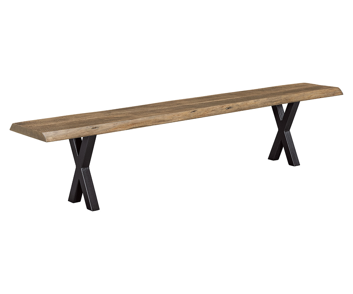 Live Edge Rough Sawn Bench with Xavier Base - Shore Casual Furniture